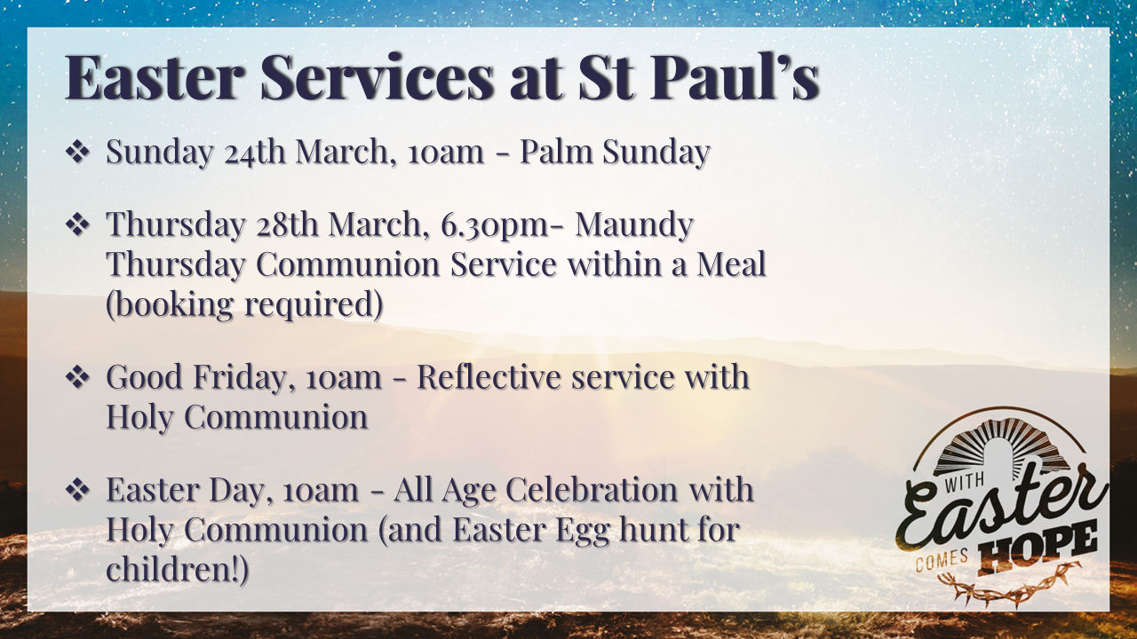 Easter Service Times 2024 – St Paul's Church, Canford Heath, Poole